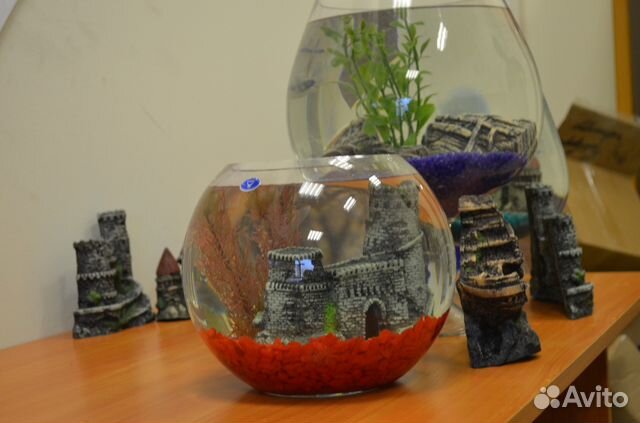 Аквариум шар 6 литров с рыбкой в сборе