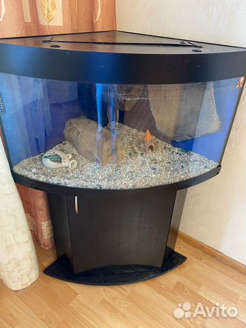 Аквариум угловой на тумбе с внешним фильтром
